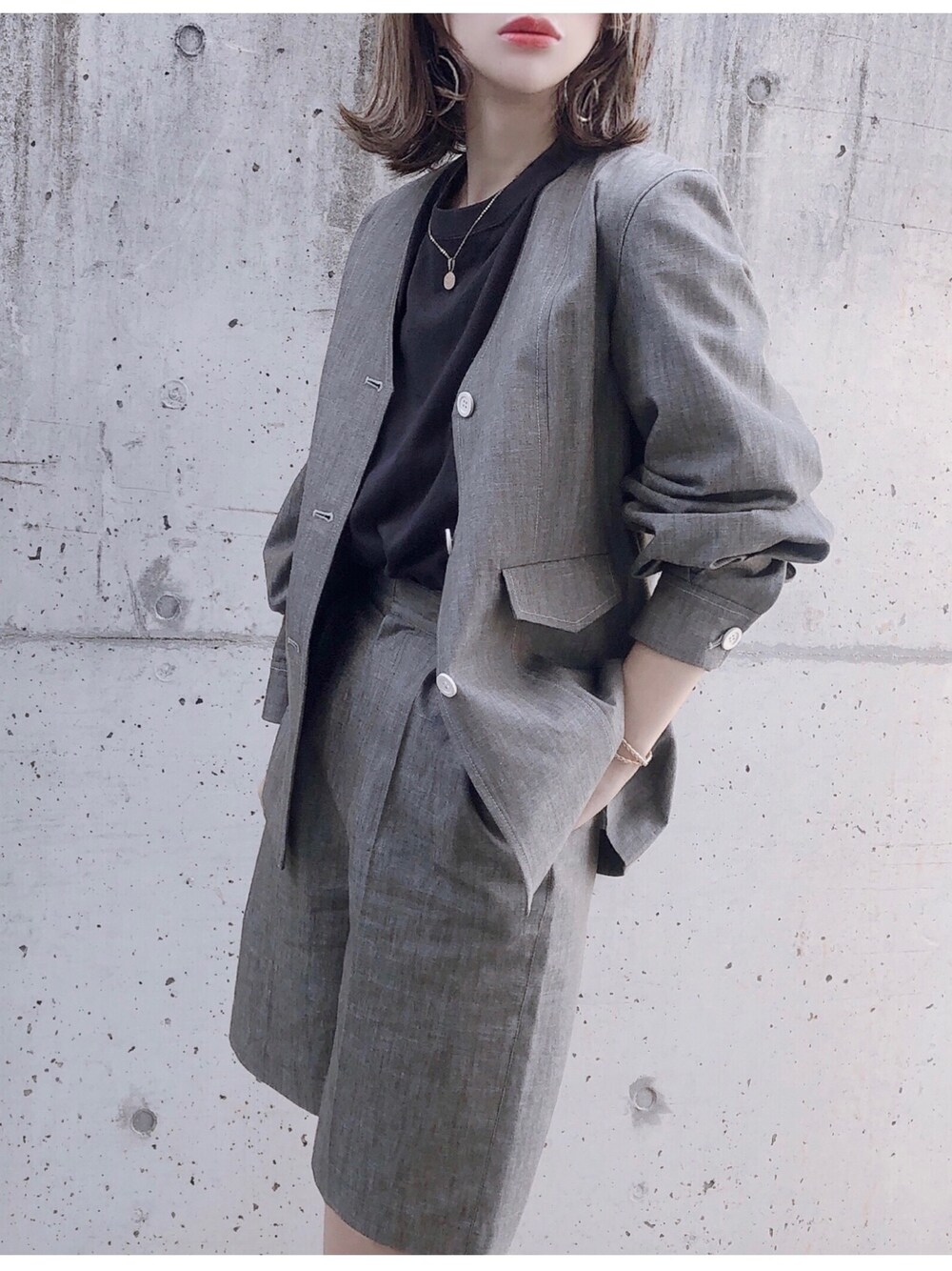 KASUMI｜INellaのノーカラージャケットを使ったコーディネート - WEAR