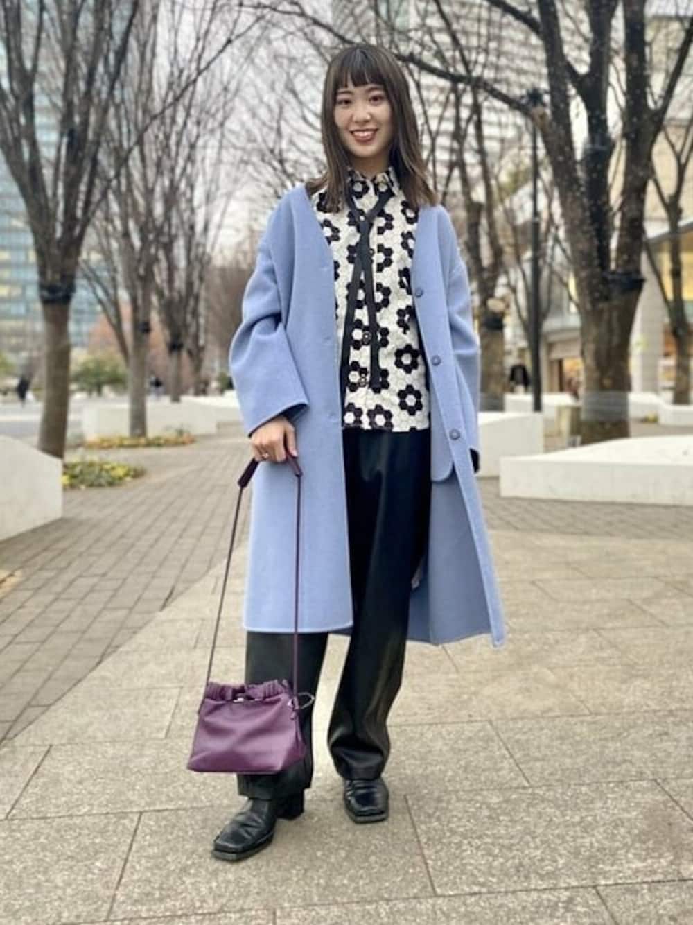 Ray BEAMS(BEAMS WOMEN)｜Ray BEAMSのノーカラーコートを使ったコーディネート - WEAR