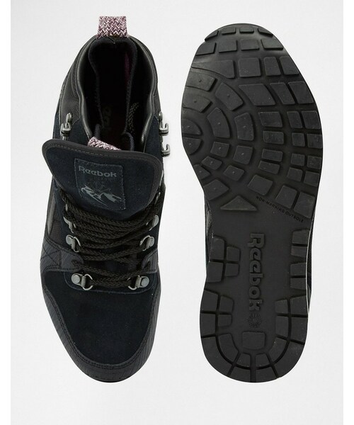 Reebok（リーボック）の「Reebok GL 6000 Mid Black & Purple Sneakers（スニーカー）」 - WEAR