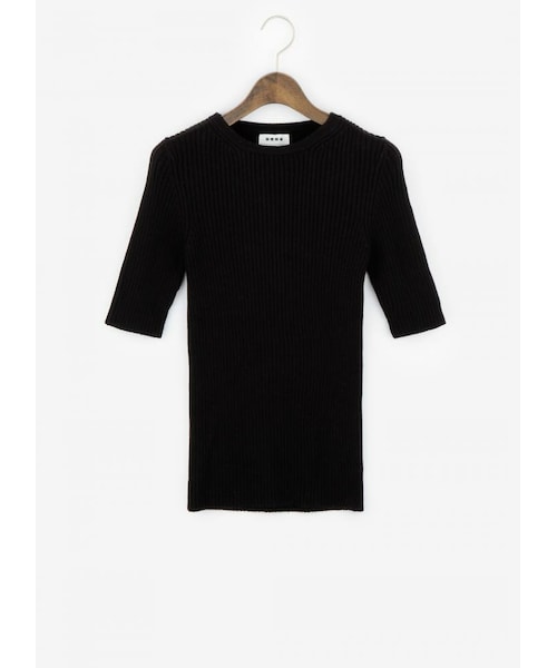 PLST（プラステ）の「5分袖リブ編みクルーネックニット（セーター）」 - WEAR