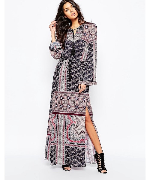 MANGO（マンゴ）の「Mango Cara Winter Folk Thigh High Split Maxi Dress（ワンピース ...