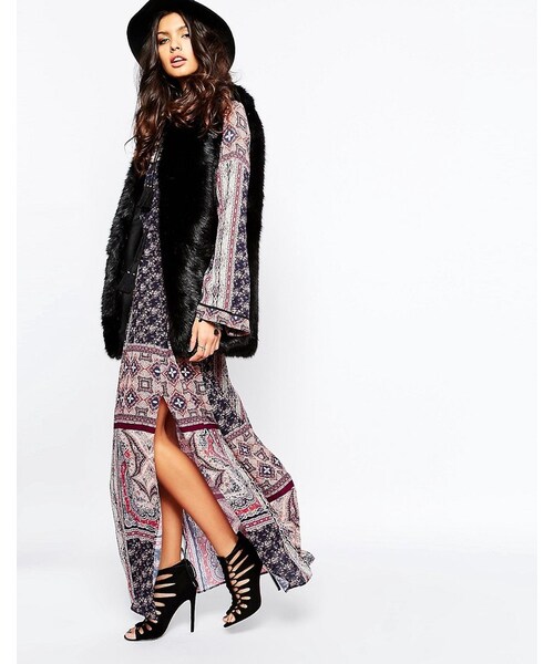 MANGO（マンゴ）の「Mango Cara Winter Folk Thigh High Split Maxi Dress（ワンピース ...