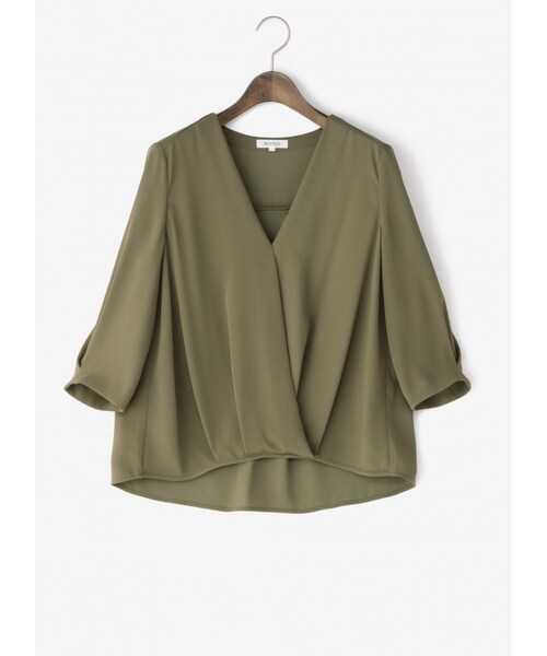 PLST（プラステ）の「ポリエステルサテンフロントカシュクールブラウス（シャツ＆ブラウス）」 - WEAR