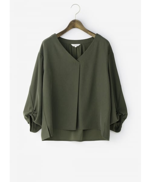 PLST（プラステ）の「【先行販売】ジョーゼットバルーンVネックブラウス（シャツ＆ブラウス）」 - WEAR