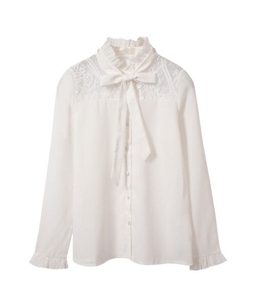 YOCO（ヨーコー）の「Lace Insert Pussy Bow Blouse（）」 - WEAR