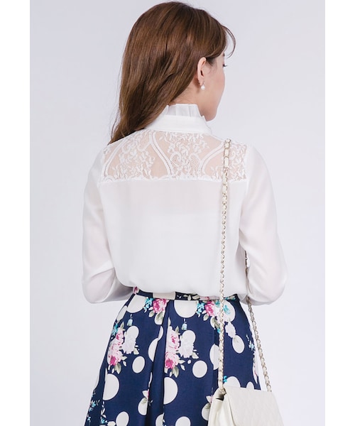 YOCO（ヨーコー）の「Lace Insert Pussy Bow Blouse（）」 - WEAR