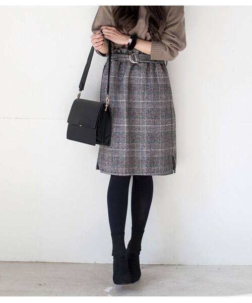 etrebloom（エトレブルーム）の「ベルト付きグレンチェックスカート（スカート）」 - WEAR