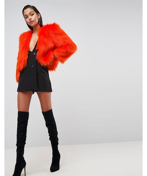 Asos（エイソス）の「ASOS 80's Statement Shoulder Faux Fur Jacket（ジャケット/アウター ...