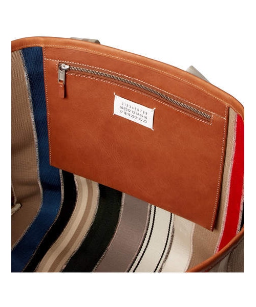Maison Margiela（メゾンマルジェラ）の「Maison Margiela Leather-Trimmed Striped ...