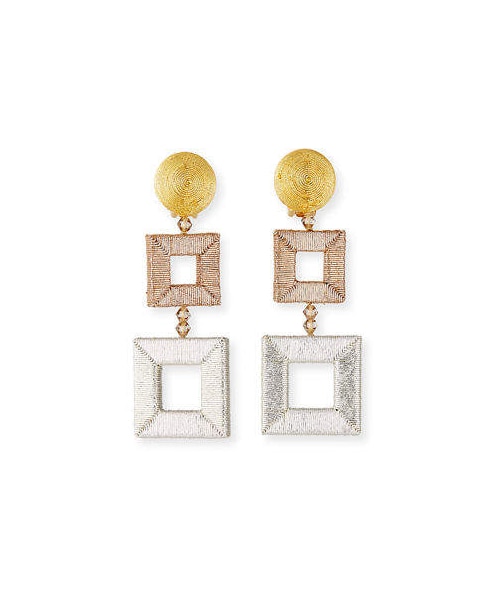 Oscar de la Renta（オスカーデラレンタ）の「Oscar de la Renta Wrapped Double-Square Drop Earrings（イヤリング）」 - WEAR