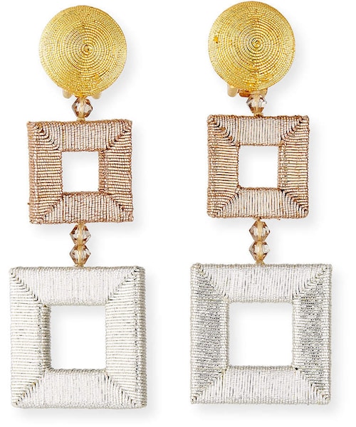Oscar de la Renta（オスカーデラレンタ）の「Oscar de la Renta Wrapped Double-Square Drop Earrings（イヤリング）」 - WEAR