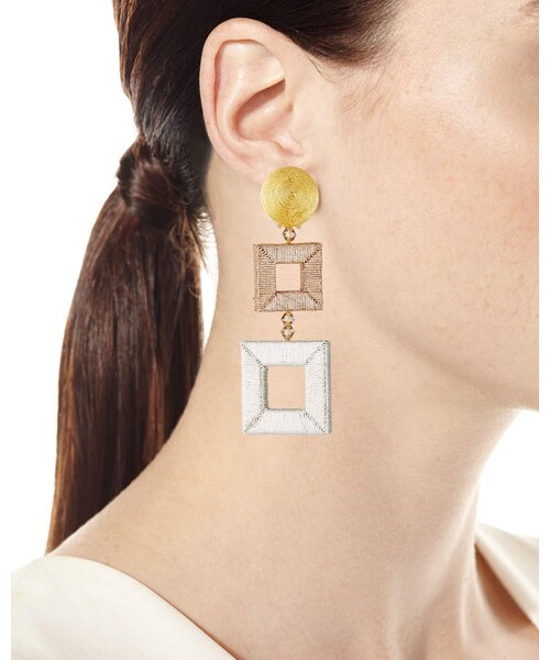 Oscar de la Renta（オスカーデラレンタ）の「Oscar de la Renta Wrapped Double-Square Drop Earrings（イヤリング）」 - WEAR