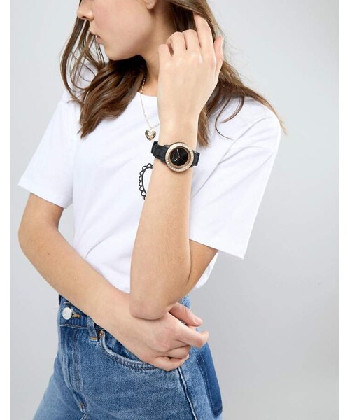 Pilgrim（ピルグリム）の「Pilgrim Rose Gold Plated Watch With Black Silicone ...