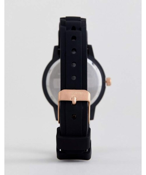 Pilgrim（ピルグリム）の「Pilgrim Rose Gold Plated Watch With Black Silicone ...