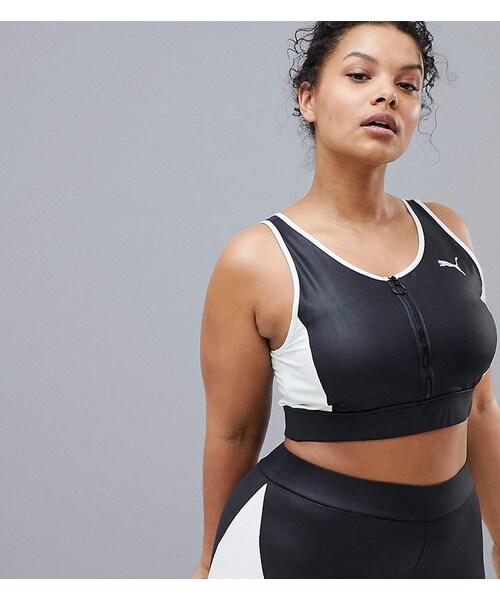 PUMA（プーマ）の「Puma Exclusive To ASOS Plus Wetlook Zip Detail Bra Top（ブラジャー ...