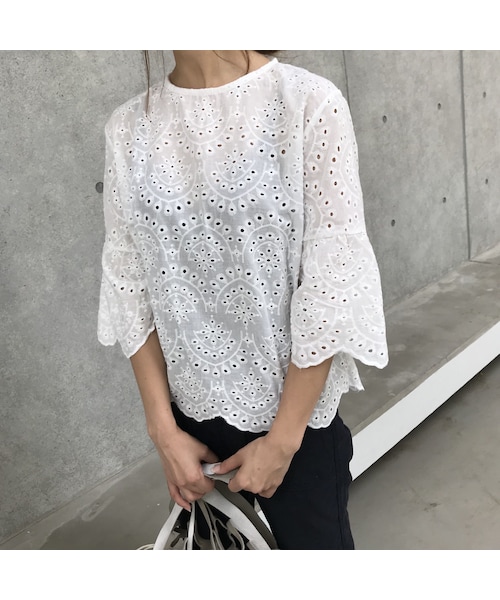 copine（コピン）の「ラッフルスリーブパンチングブラウス【クリックポスト対象商品】（シャツ/ブラウス）」 - WEAR