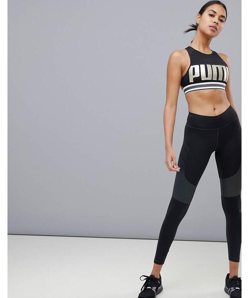 PUMA（プーマ）の「Puma Ambition Bra In Black And Gold（ブラジャー）」 - WEAR
