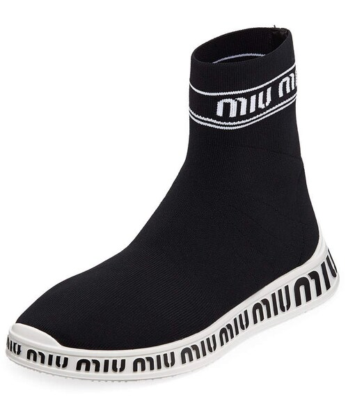 Miu Miu（ミュウミュウ）の「Miu Miu Sock Knit High-Top Trainer Sneakers（スニーカー）」 - WEAR