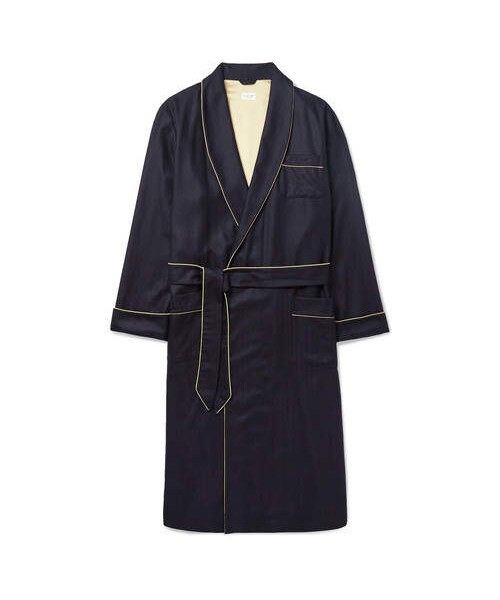 Derek Rose（-）の「Derek Rose Duke Silk-Trimmed Herringbone Cashmere Robe ...