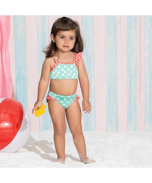 Ondademar の Baby Girls Lichy Swimwear Full Covergae Printed Bikini