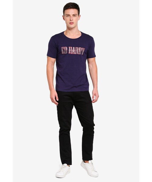 Ed Hardy（エドハーディー）の「"ED HARDY" Rhinestone Embroidered Round Neck Tee ...