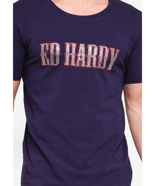 Ed Hardy（エドハーディー）の「"ED HARDY" Rhinestone Embroidered Round Neck Tee ...