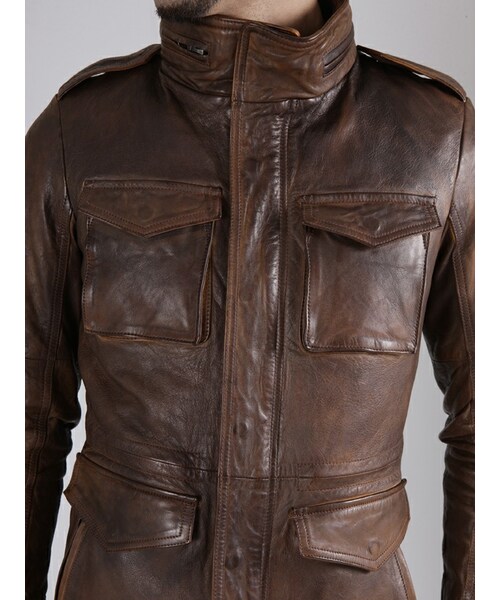 SHELLAC（シェラック）の「ラムレザー フルベジタブル クラスト M-65 ジャケット （ブラウン）ラムレザー ドラムダイ M-65 ジャケット （ブラック）（）」 - WEAR