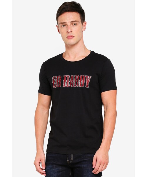 Ed Hardy（エドハーディー）の「"ED HARDY" Rhinestone Embroidered Round Neck Tee ...