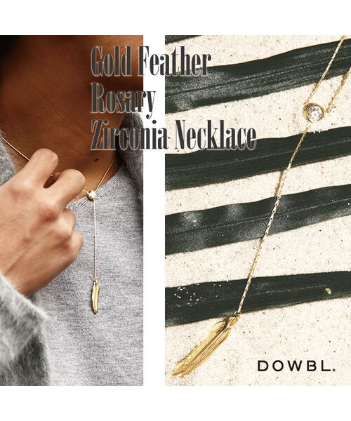 DOWBL（ダブル）の「Gold Feather Rosary Zirconia Necklace（アクセサリー）」 - WEAR