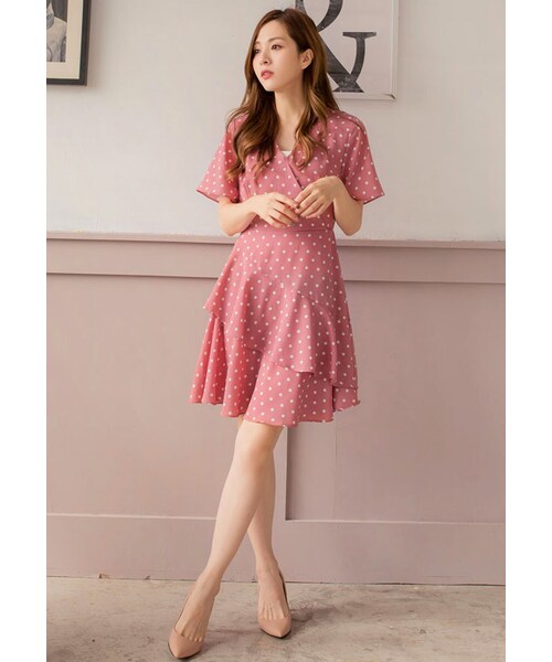 YOCO（ヨーコー）の「V-Neck Bodycon Ruffle Hem Dress（）」 - WEAR