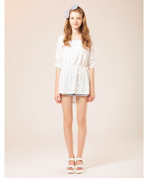 LOVFEE（ラッフィ）の「氣質花朵縷空七分傘擺上衣（）」 - WEAR