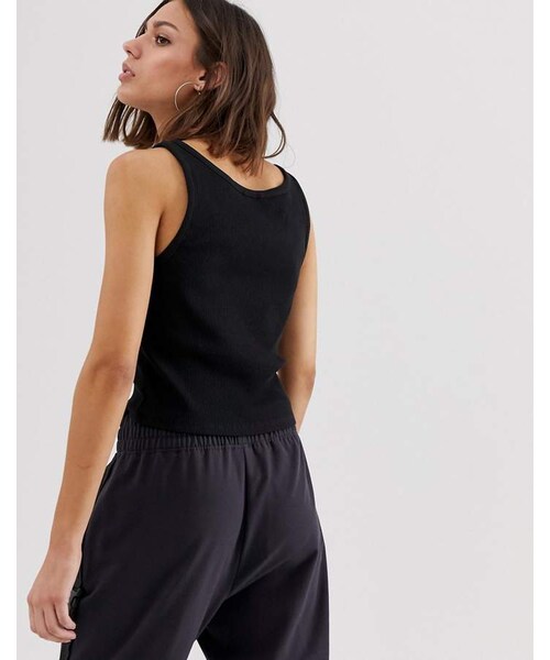 WEEKDAY（ウィークデイ）の「Weekday ribbed crop tank top in black（タンクトップ）」 - WEAR
