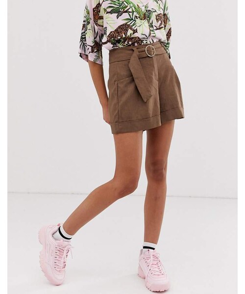 Bershka（ベルシュカ）の「Bershka belted utility short in brown（その他パンツ）」 - WEAR