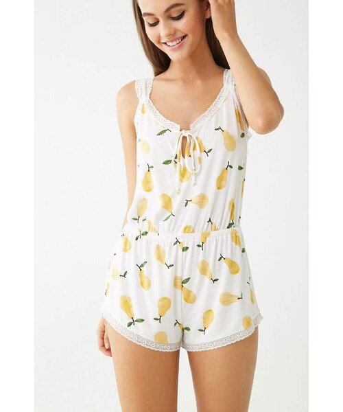 FOREVER 21（フォーエバー トゥエンティーワン）の「Forever 21 Pear Print Pajama Romper（ルームウェア/パジャマ）」 - WEAR