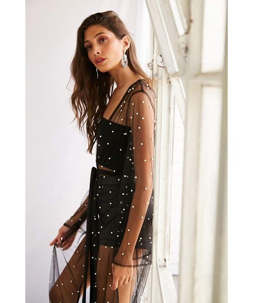 Forever 21（フォーエバー トゥエンティーワン）の「Forever 21 Sheer Mesh Faux Pearl Cardigan ...