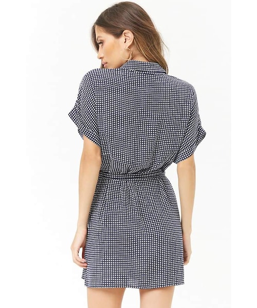 FOREVER 21（フォーエバー トゥエンティーワン）の「Forever 21 Grid Print Shirt Dress（ワンピース ...