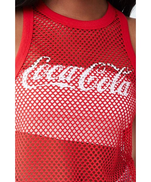 FOREVER 21（フォーエバー トゥエンティーワン）の「Forever 21 Fishnet Coca-Cola Cropped Tank ...