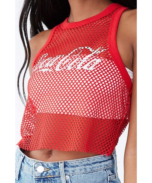 FOREVER 21（フォーエバー トゥエンティーワン）の「Forever 21 Fishnet Coca-Cola Cropped Tank ...