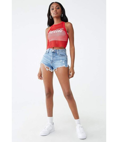 FOREVER 21（フォーエバー トゥエンティーワン）の「Forever 21 Fishnet Coca-Cola Cropped Tank ...