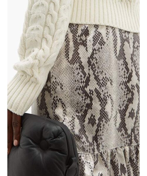 MSGM（エムエスジーエム）の「Msgm - Ruffled Python Effect Patent Mini Skirt - Womens ...