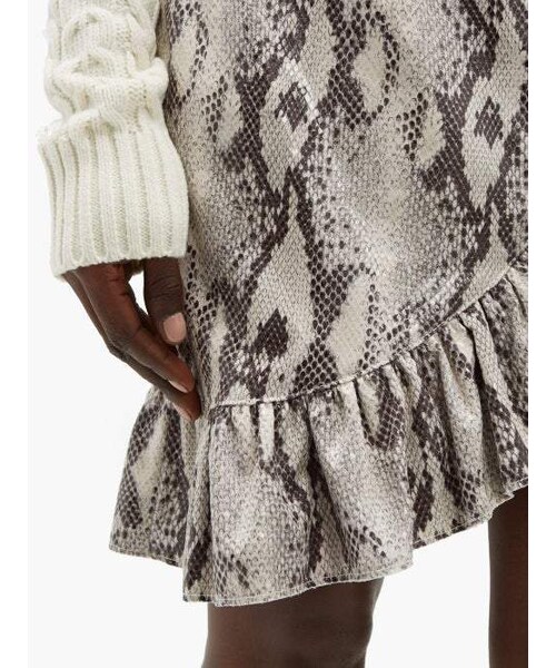 MSGM（エムエスジーエム）の「Msgm - Ruffled Python Effect Patent Mini Skirt - Womens ...