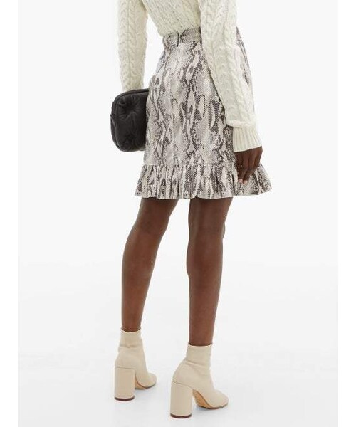 MSGM（エムエスジーエム）の「Msgm - Ruffled Python Effect Patent Mini Skirt - Womens ...