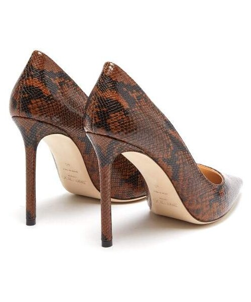 Jimmy Choo（ジミーチュウ）の「Jimmy Choo - Romy 100 Python Effect Leather Pumps ...