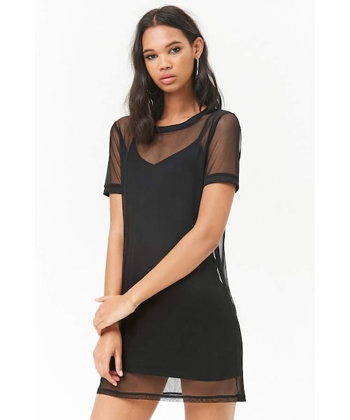 FOREVER 21（フォーエバー トゥエンティーワン）の「Forever 21 Sheer Mesh T-Shirt Dress（ワンピース ...