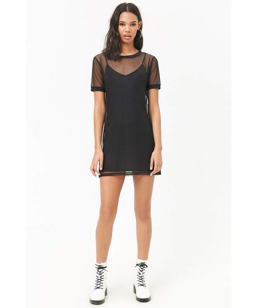 Forever 21（フォーエバー トゥエンティーワン）の「Forever 21 Sheer Mesh T-Shirt Dress（ワンピース ...