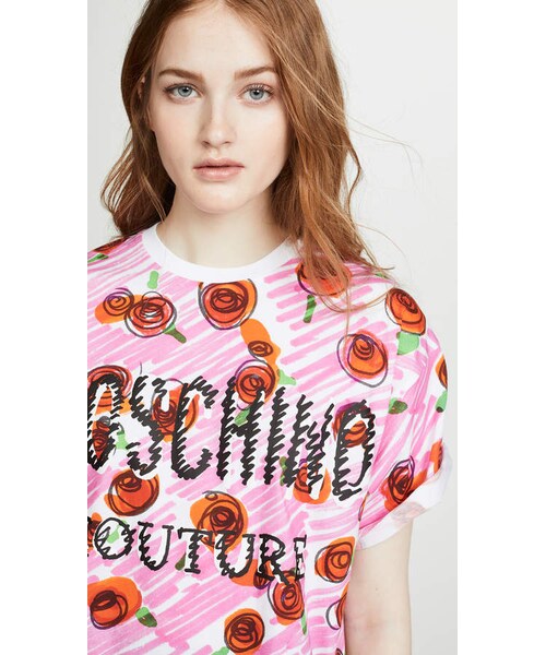 MOSCHINO（モスキーノ）の「Moschino Scribble Rose Logo T-Shirt Dress（ワンピース）」 - WEAR