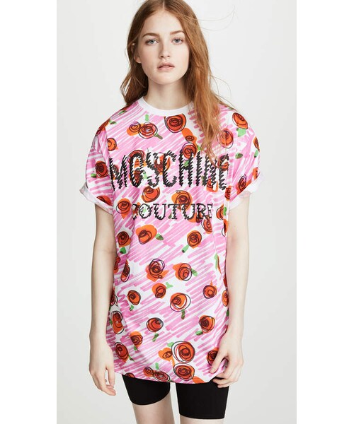 MOSCHINO（モスキーノ）の「Moschino Scribble Rose Logo T-Shirt Dress（ワンピース）」 - WEAR
