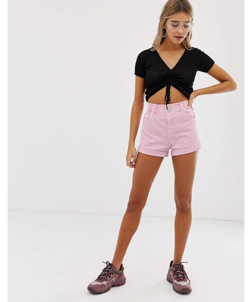 Bershka（ベルシュカ）の「Bershka elasticated waist mom short in pink（その他パンツ）」 - WEAR