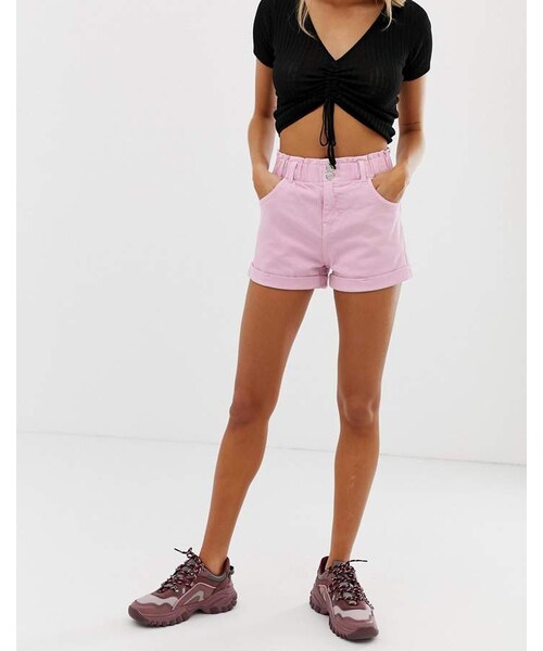 Bershka（ベルシュカ）の「Bershka elasticated waist mom short in pink（その他パンツ）」 - WEAR