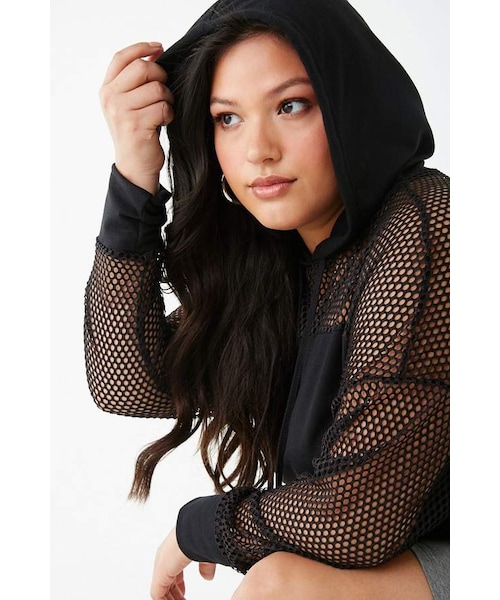 FOREVER 21（フォーエバー トゥエンティーワン）の「Forever 21 Mesh Pullover Hoodie（スウェット ...